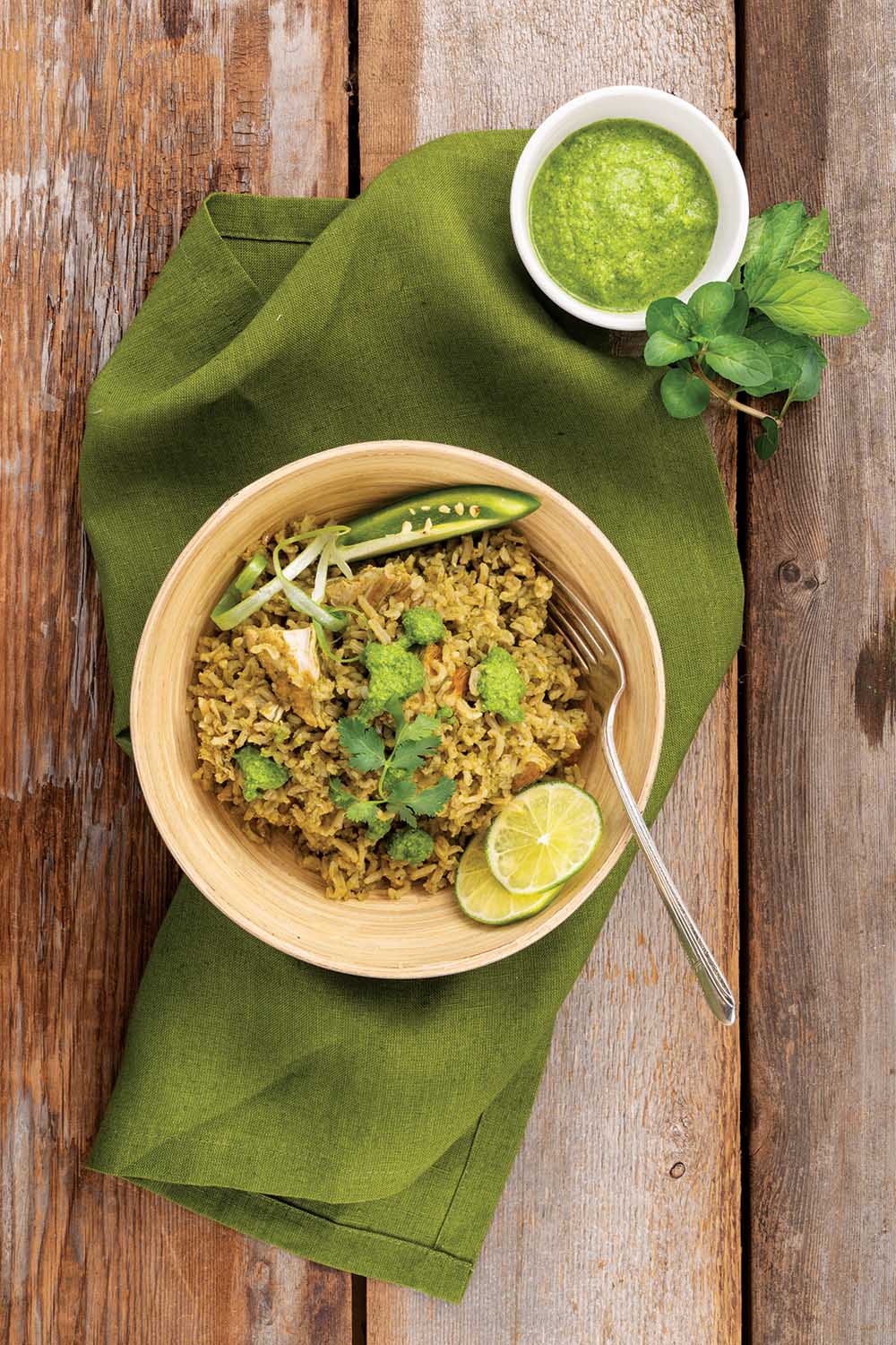 Cilantro Rice with Chicken and Mint Sauce - Delicious Living