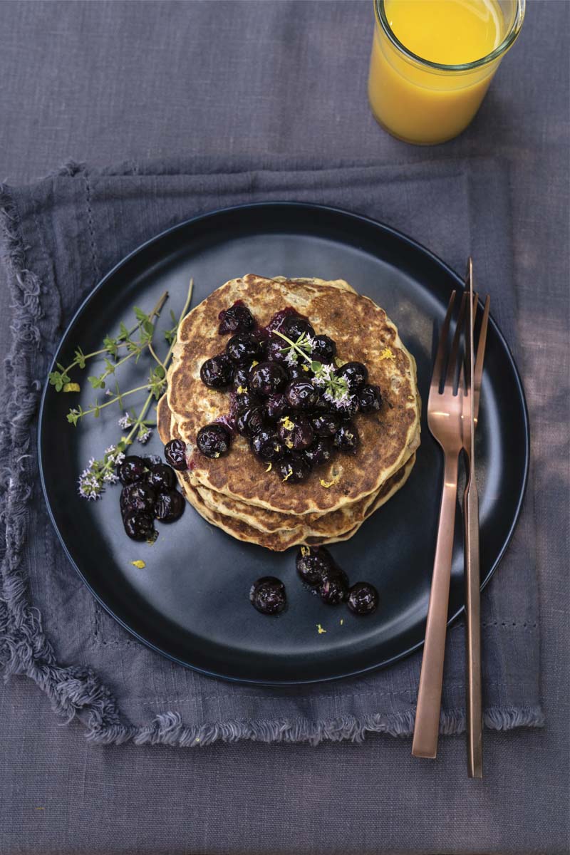 Turkey Pancakes with Berry Sauce - Delicious Living