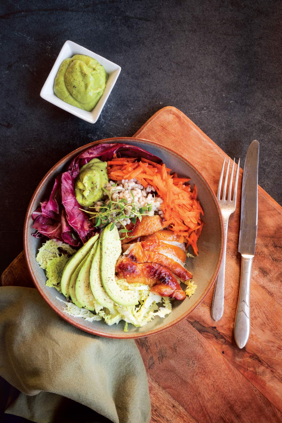 Avocado Green Goddess Chicken Grain Bowls - Delicious Living