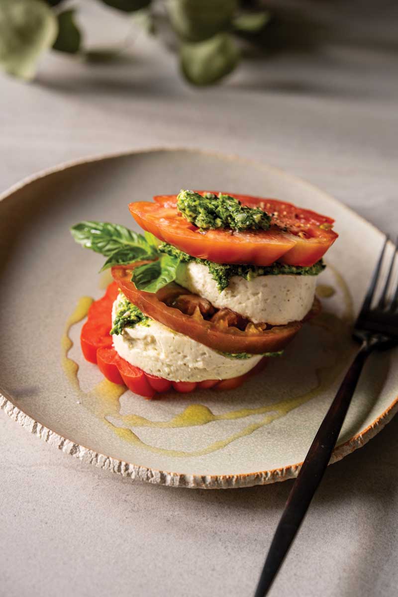 Cashew Cheese Pesto Caprese Stacks - Delicious Living