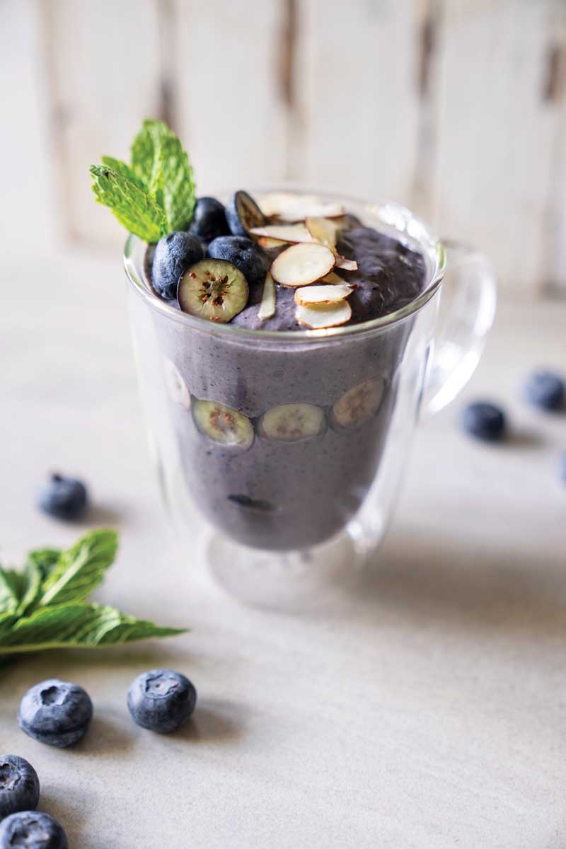 Floral Breakfast Blueberry Pudding Bowl - Delicious Living