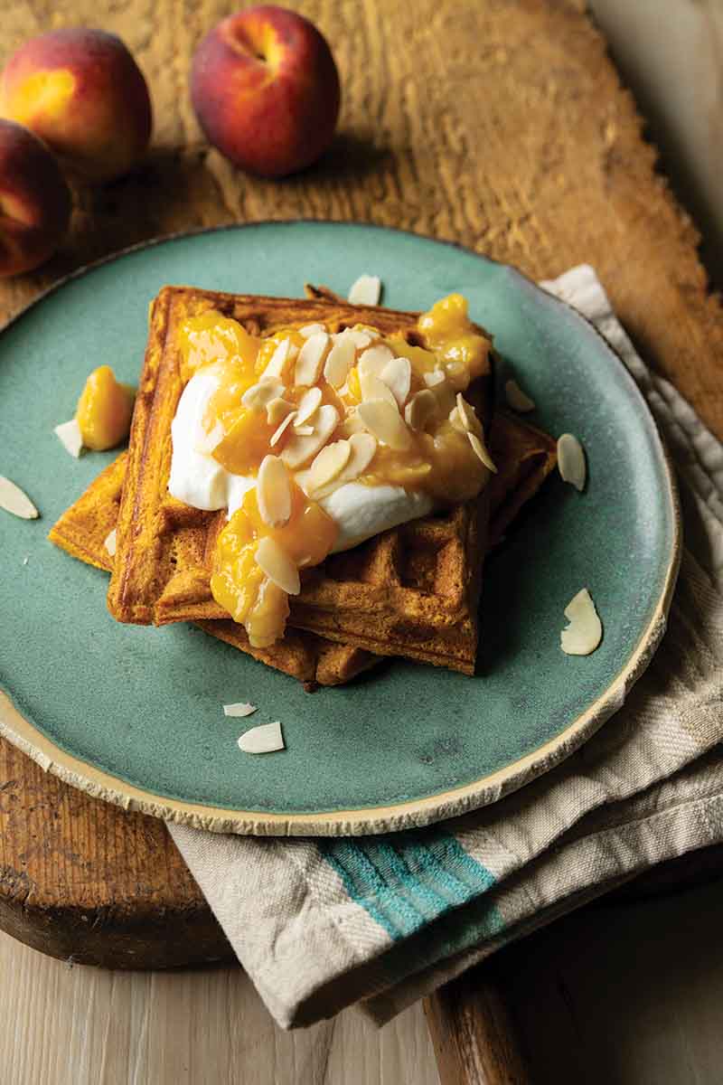 Sweet Potato Waffles with Dolloped Vanilla Scented Yogurt - Delicious ...